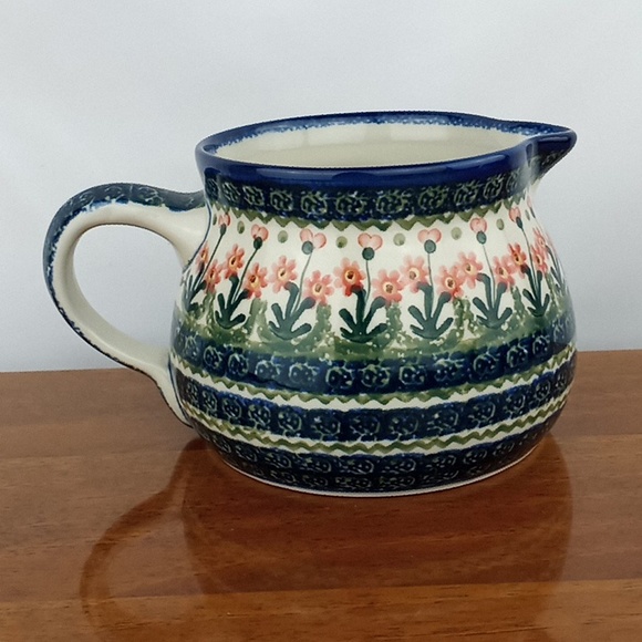 Dining | Boleslawiec Polish Pottery Pitcher Peach Spring Daisy | Poshmark